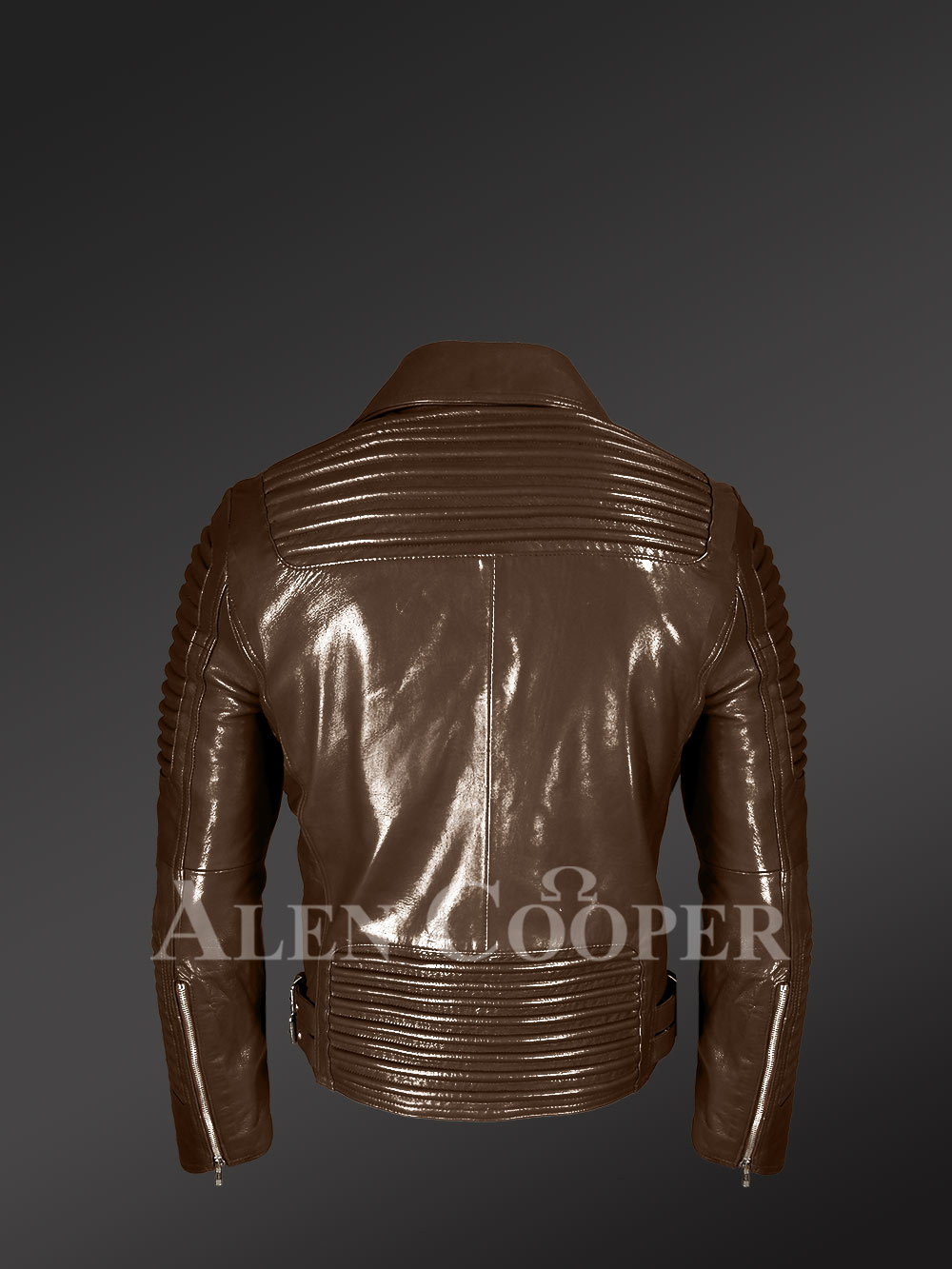 Coffee color Italian-finish leather biker jackets for stylish and ...