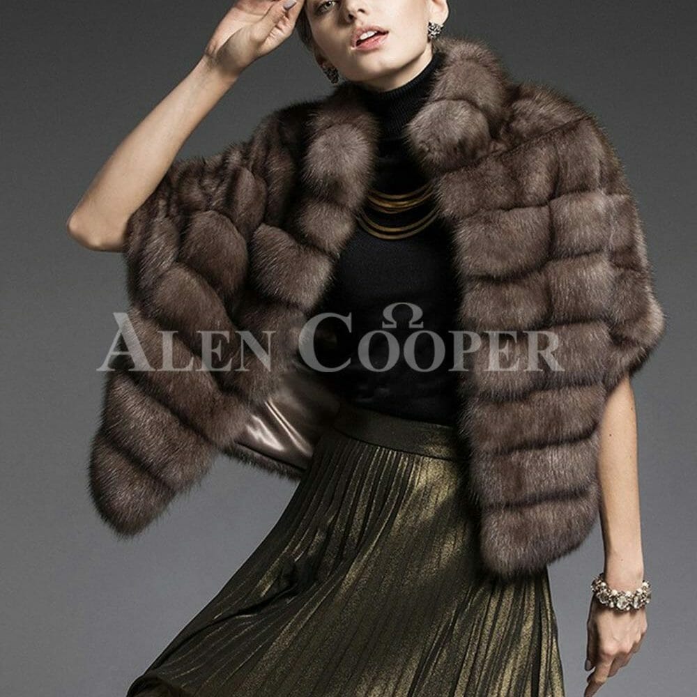 Home WOMEN FUR SABLE CROPPED RUSSIAN SABLE FUR COAT JACKET FUSING STYLE ...