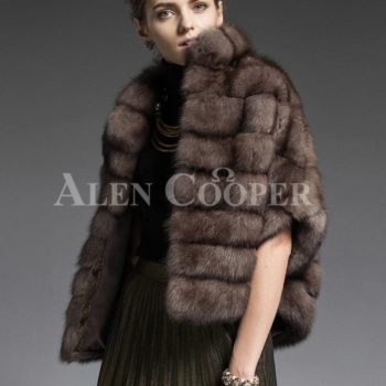 Home WOMEN FUR SABLE CROPPED RUSSIAN SABLE FUR COAT JACKET FUSING STYLE ...
