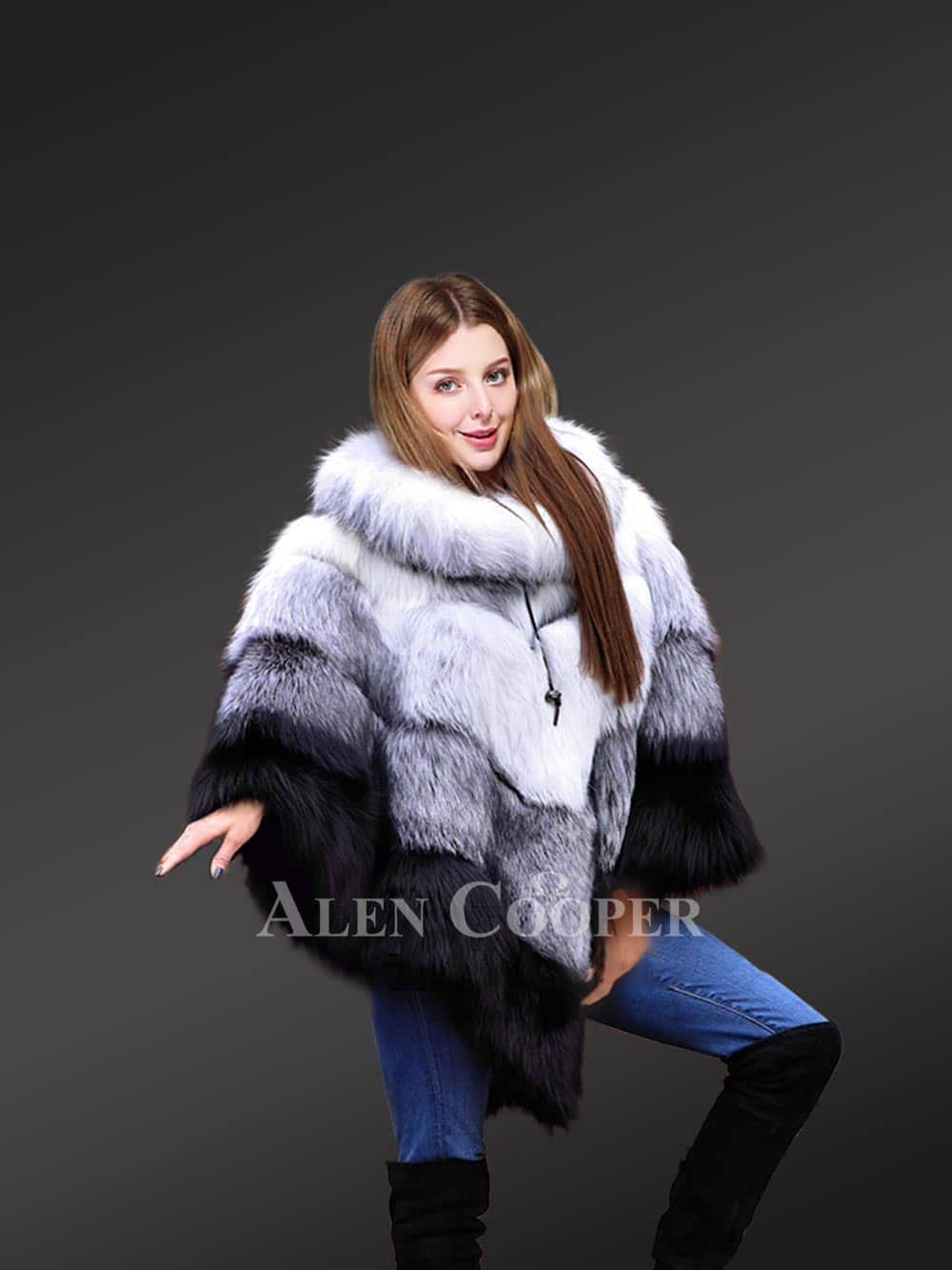 Home WOMEN FUR FOX ORIGINAL FOX FUR PELTS PONCHO