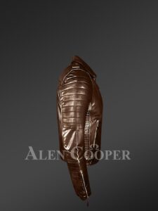 Italian-Finish Leather Biker Jackets For Stylish Men In Coffee Color