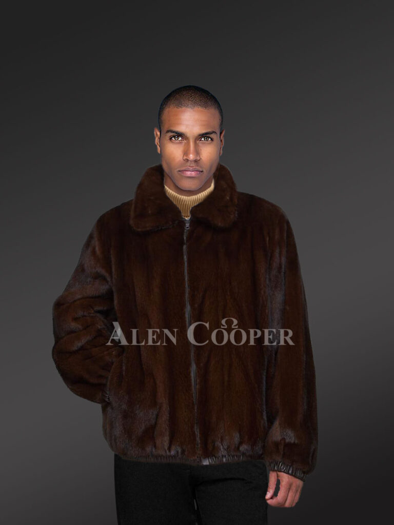 Reversible Mink Fur Jacket with a Flipped Leather Side for Men