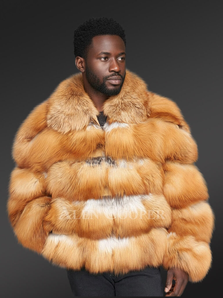 Mens Genuine Fox Fur Bomber