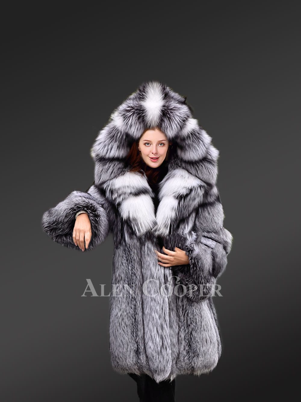 Fox Fur Long Coat Womens with Hood Fox Fur Long Coat Womens with Hood