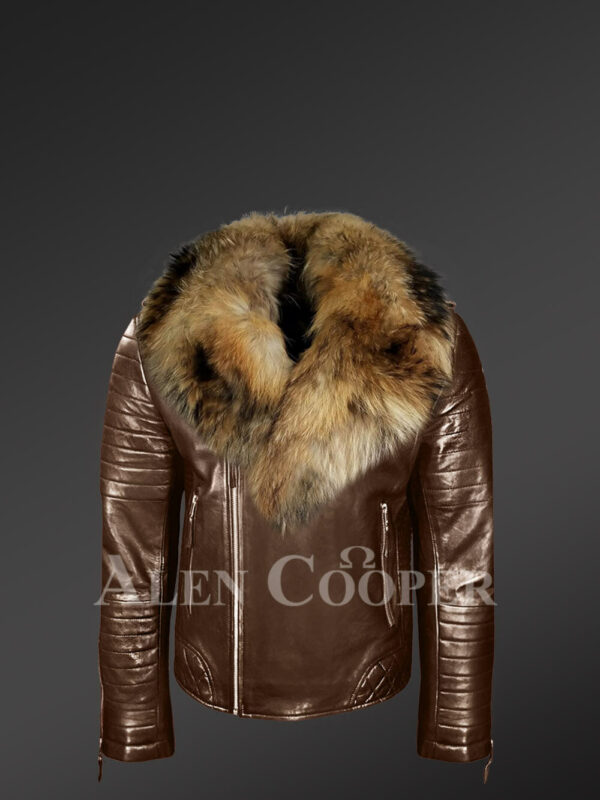 Men’s leather jacket with fur collar | Overcoats for men- Alen Cooper