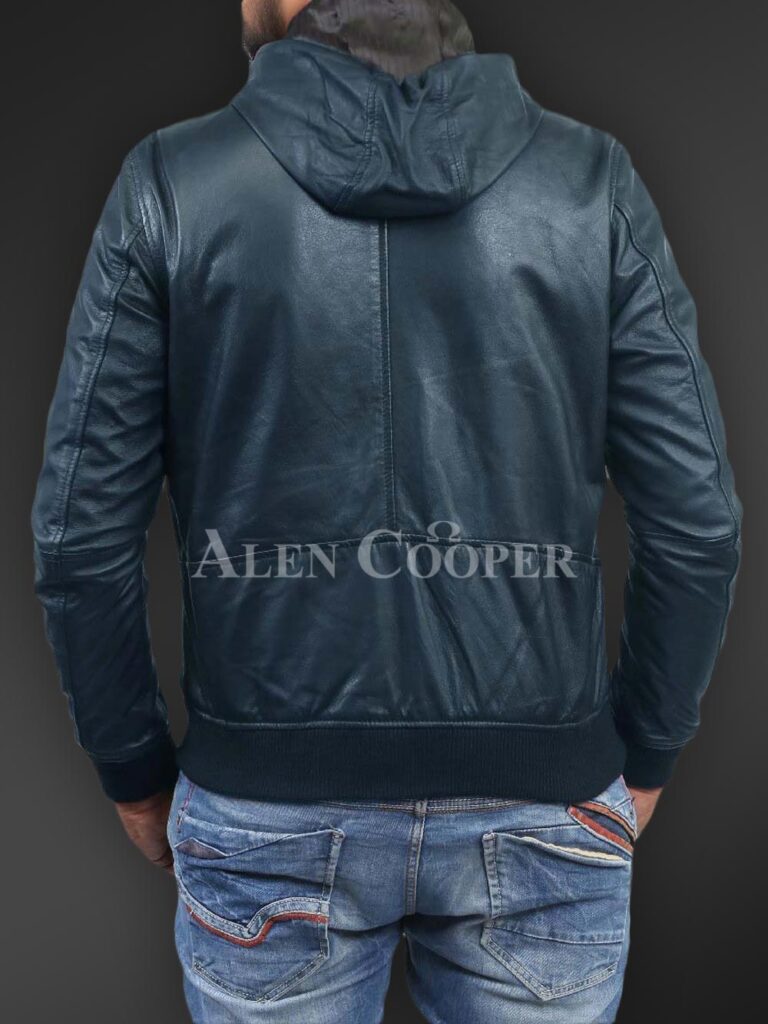Soft and smooth textured affordable real leather hooded jacket