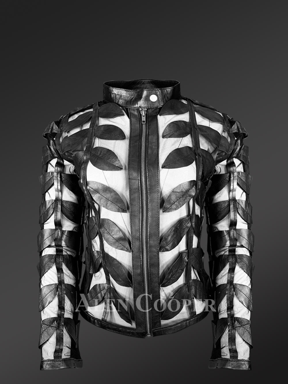 Spring Netted Black Leather Jacket