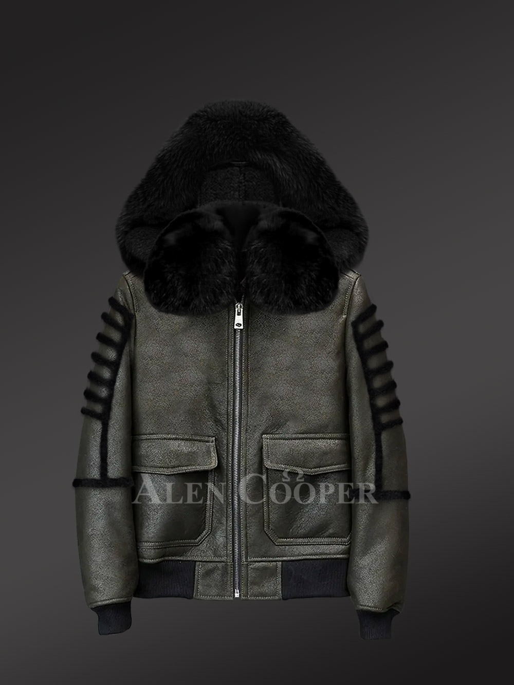 Men’s leather jacket with fur collar | Overcoats for men- Alen Cooper