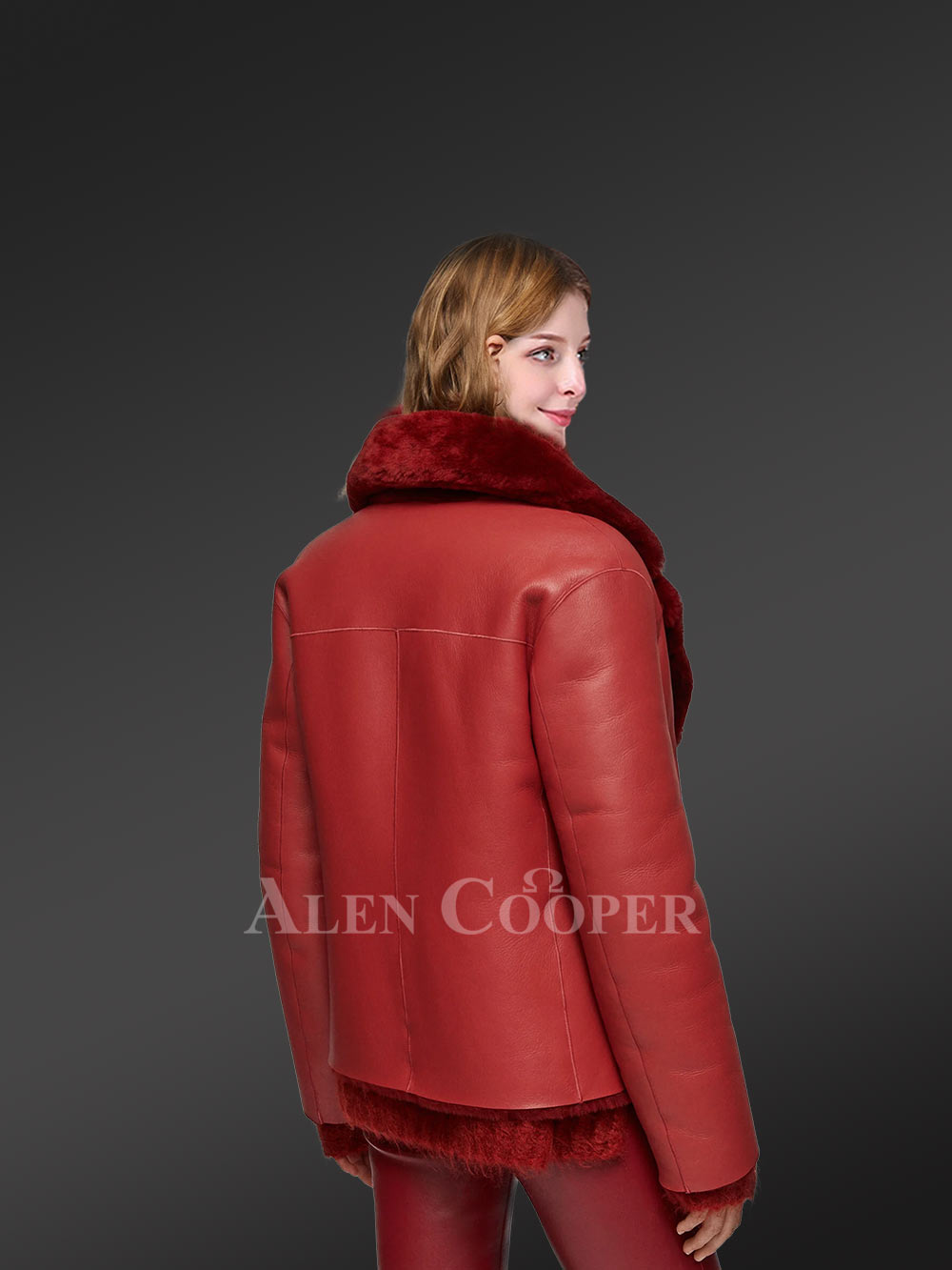 Shearling Calla Coat in Cherry Red Is the New-Age Winter Fashion