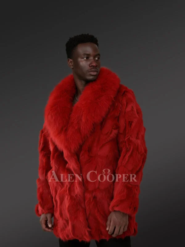 Men’s Medium Length Fox Fur Car Coat