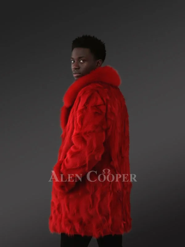 Men’s Medium Length Fox Fur Car Coat