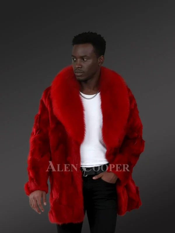 Men’s Medium Length Fox Fur Car Coat