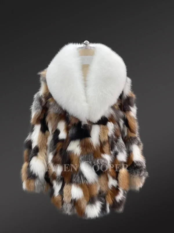 Men’s Multi Color Fox Coat with White Fox Collar